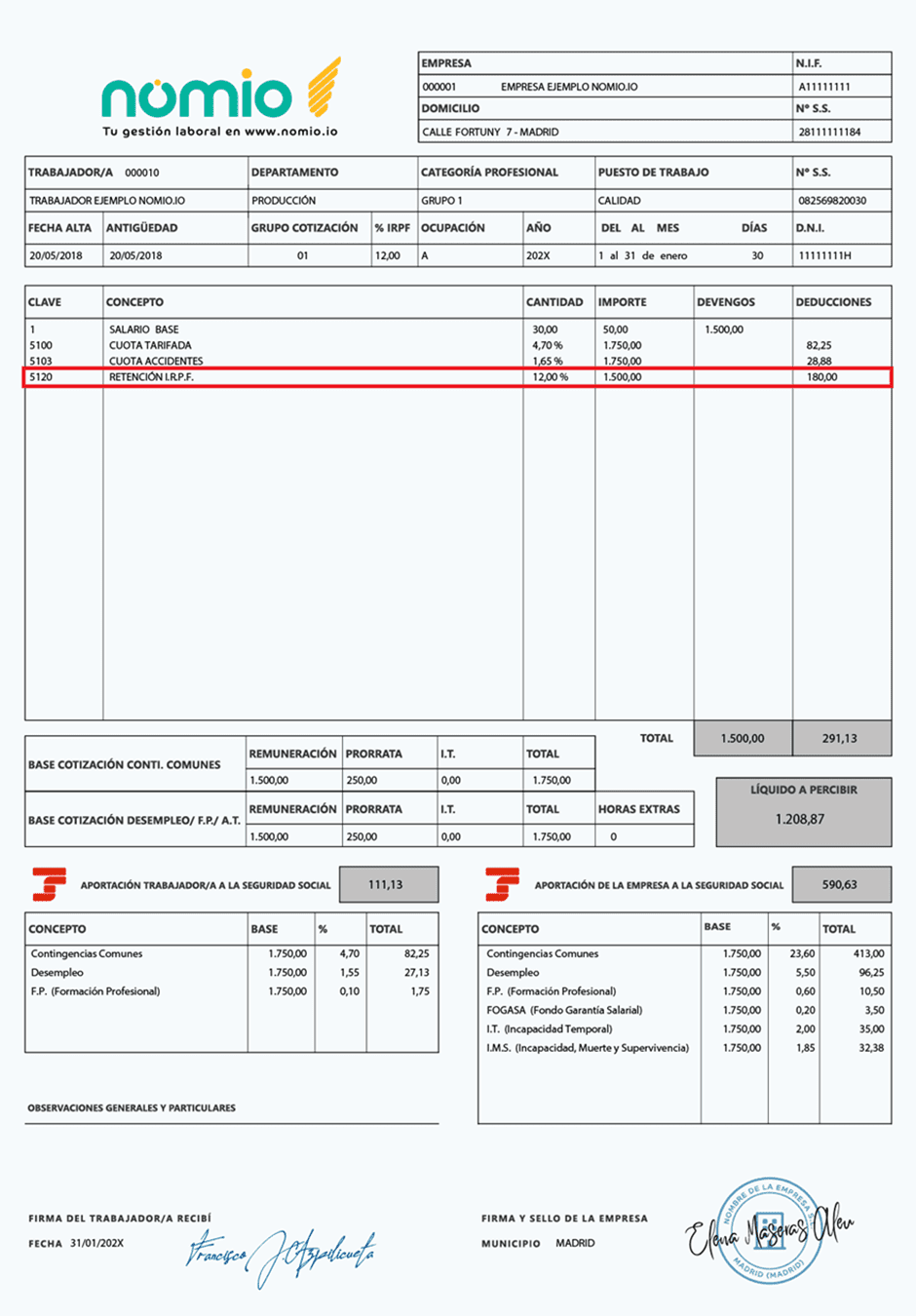 Calculadora de IRPF Nómina (trabajadores cuenta ajena)
